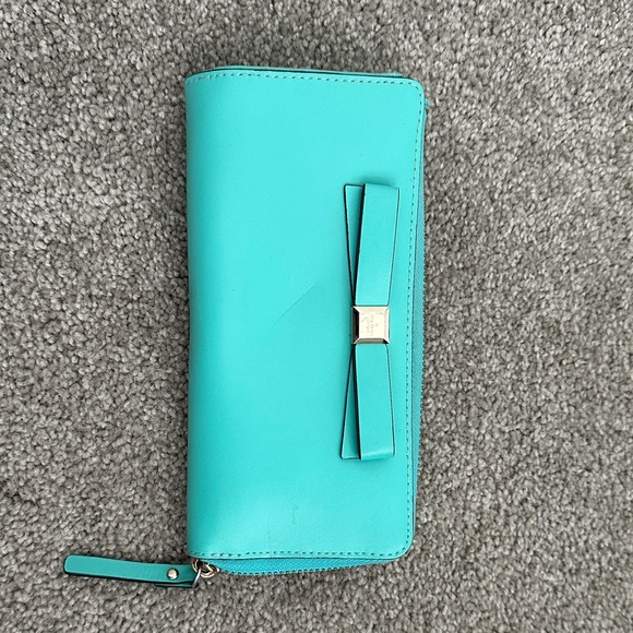 kate spade | Bags | Kate Spade Turquoise Wallet With Bow Accent | Poshmark